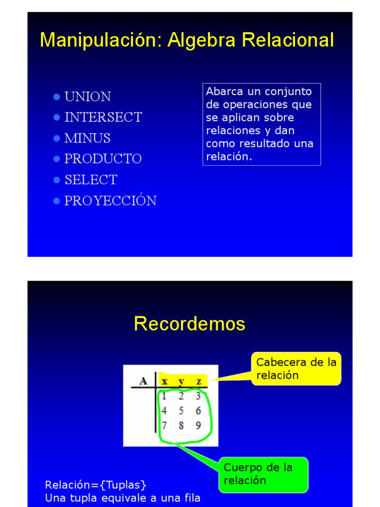 Algebra Relacional | PDF | Álgebra | Software de gestión de datos
