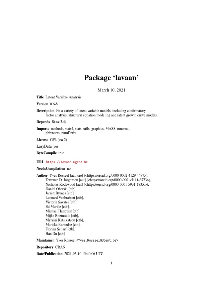 Lavaan Plot | Download Free PDF | Covariance Matrix | Bootstrapping ...