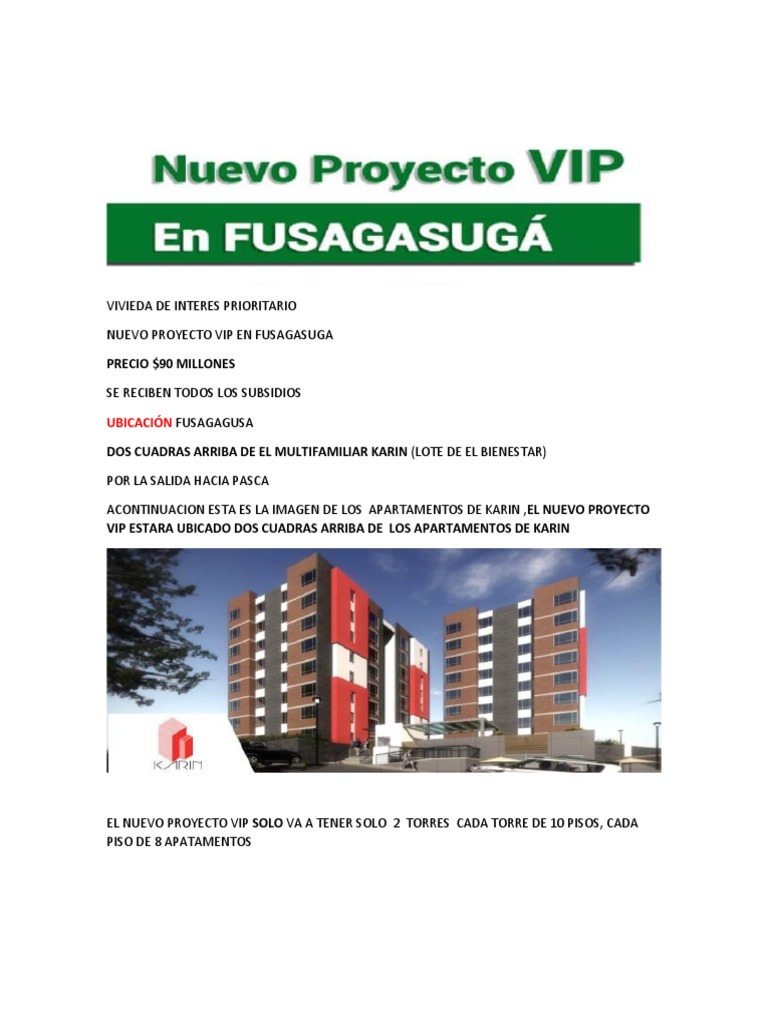 Nuevo Proyecto Vip en Fusagasuga | PDF