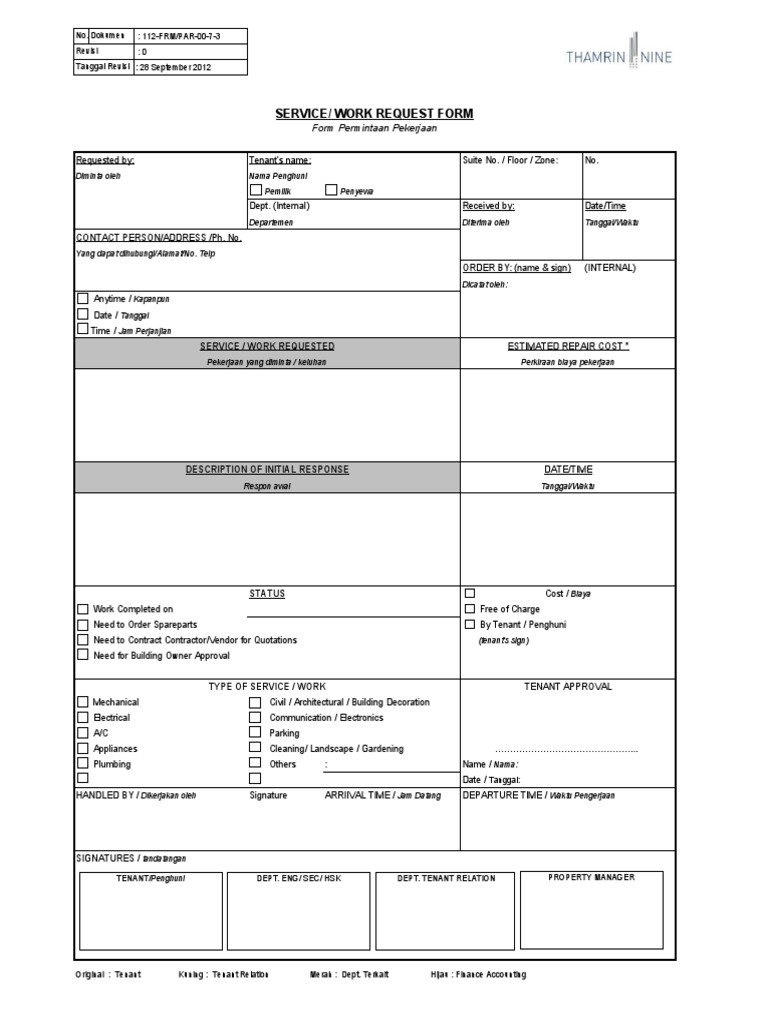 Service/ Work Request Form | PDF