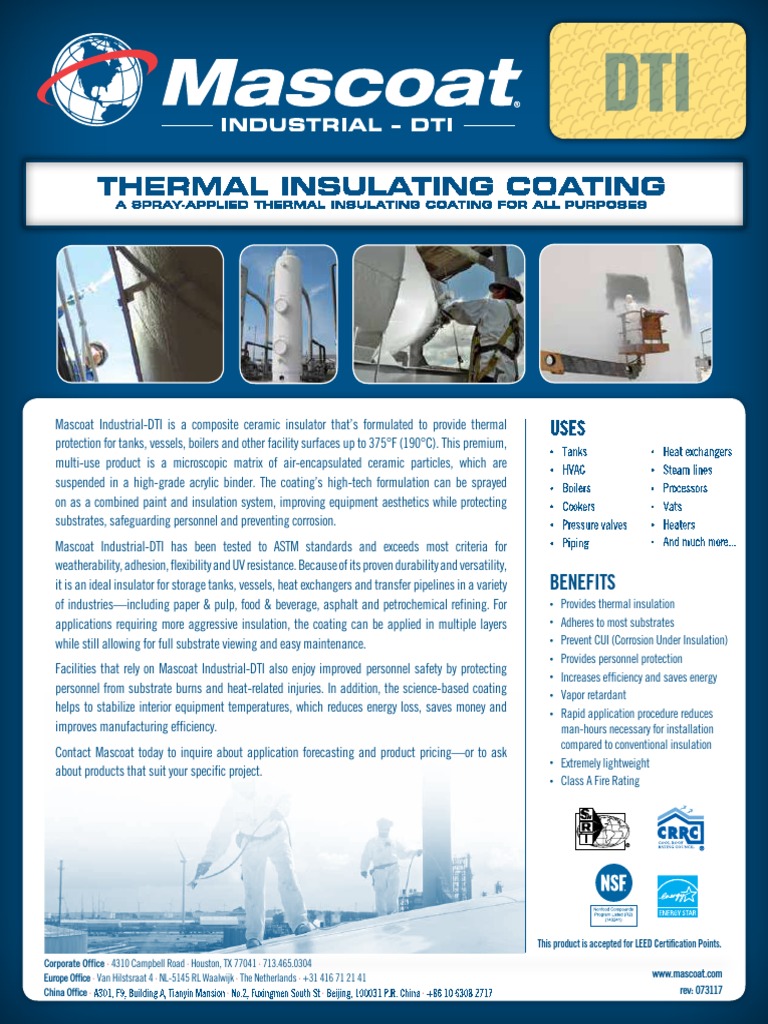 Mascoat DTI PDS | PDF | Thermal Insulation | Temperature