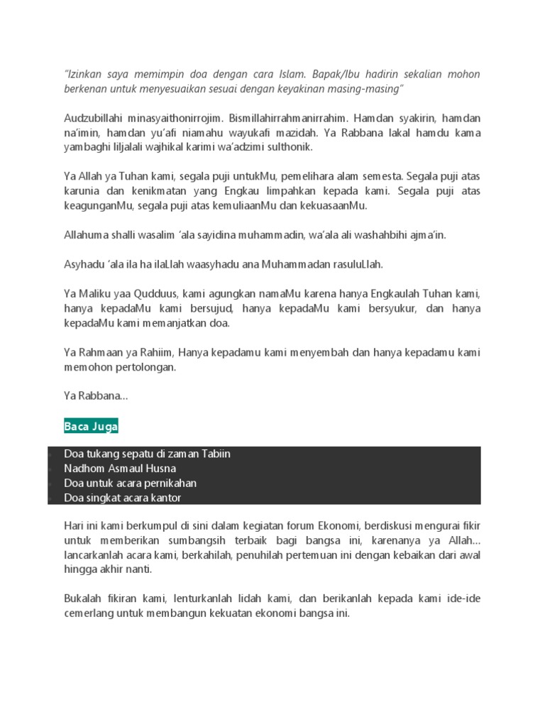 Izinkan Saya Memimpin Doa Dengan Cara Islam | PDF | Kajian Bahasa Asing