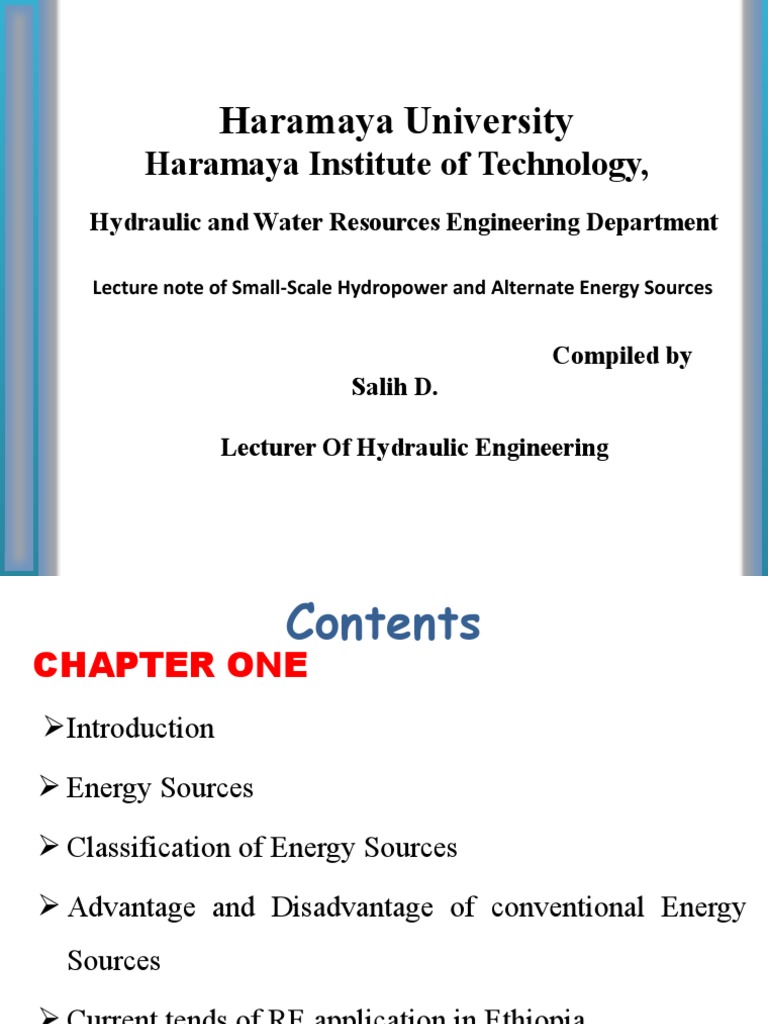 Haramaya University: Haramaya Institute of Technology | PDF | Energy Development | Renewable Energy