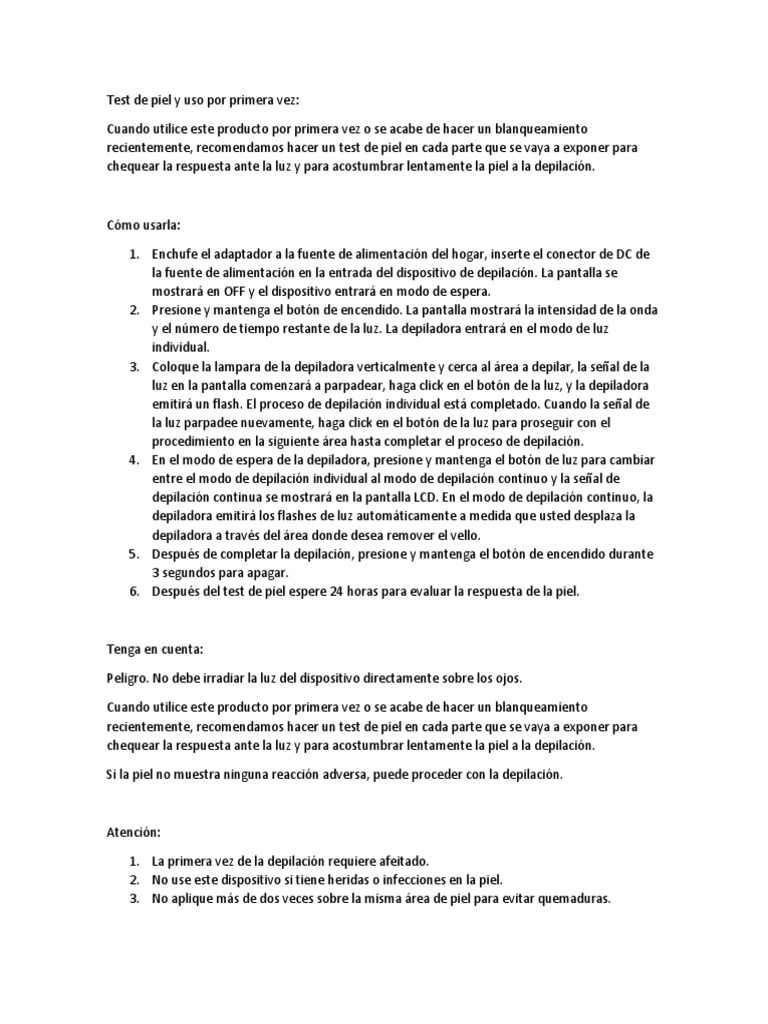 Manual de Uso Depiladora IPL | PDF