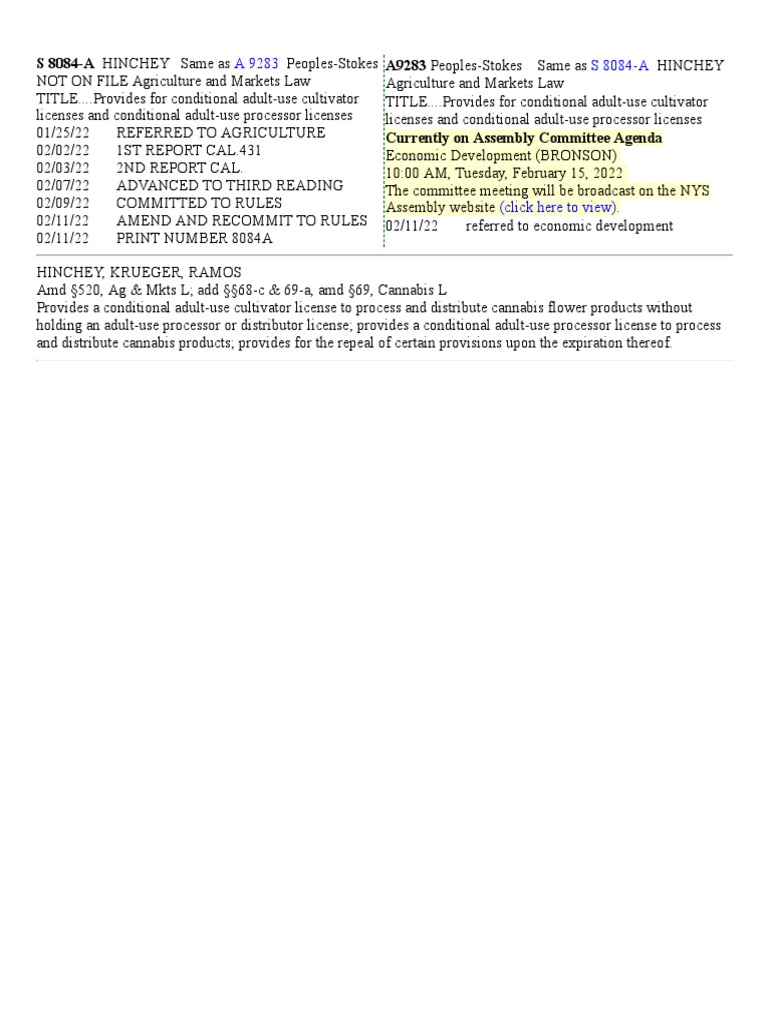 S 8084-A HINCHEY Same As A9283 Peoples-Stokes Same As | PDF | License ...