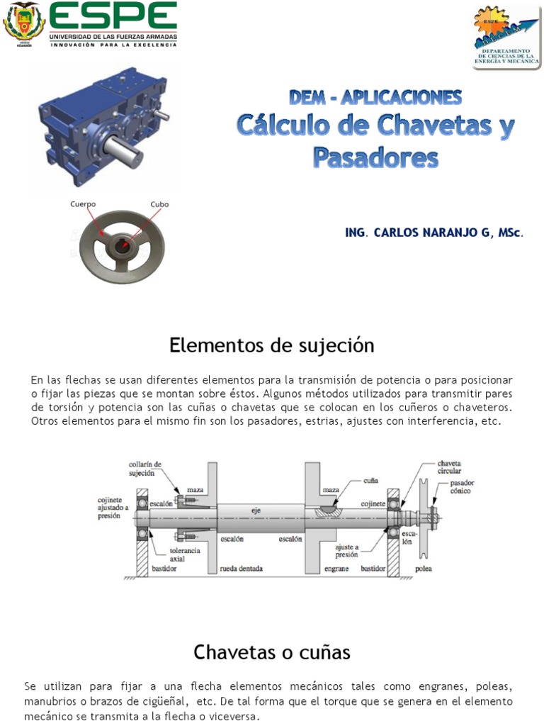 Calculo de Chavetas y Pasadores | PDF | Engranaje | Ingeniería mecánica
