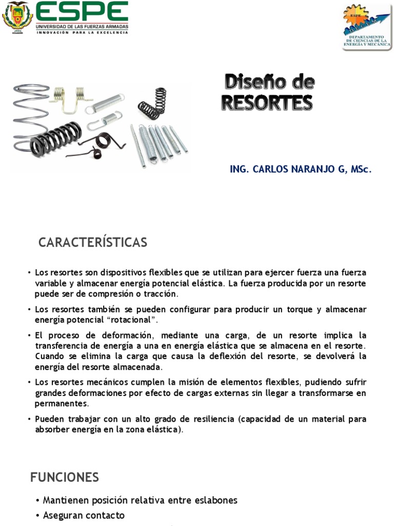 Propiedades y tipos de resortes mecánicos | PDF | Cantidades fisicas ...