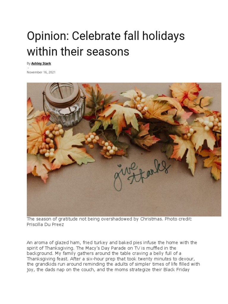 Opinion Celebrate Fall Holidays Within Their Seasons | PDF | Christmas ...