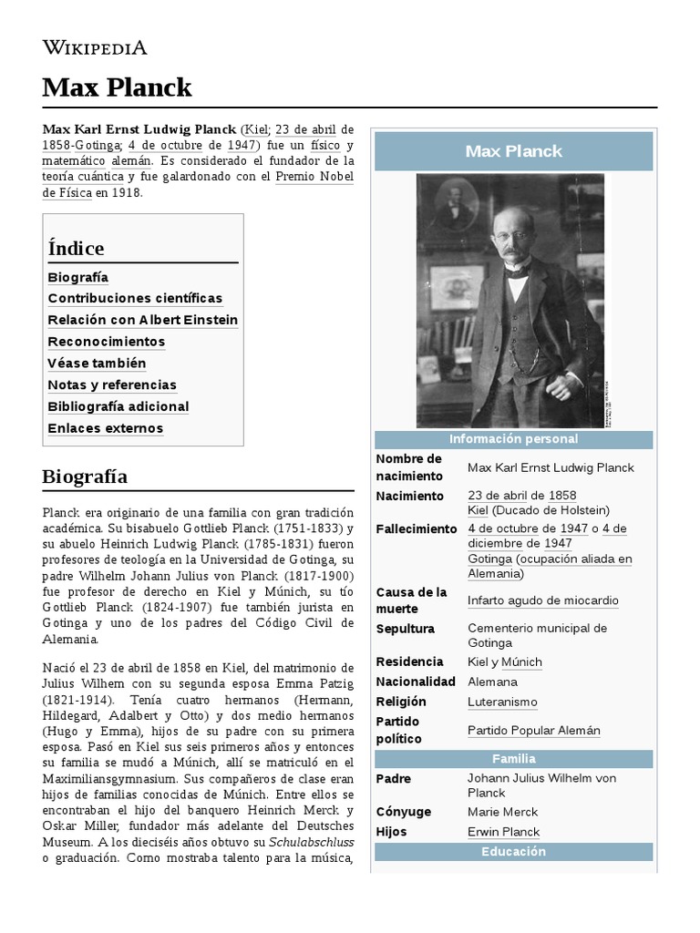 Max Planck | PDF | Física | Science
