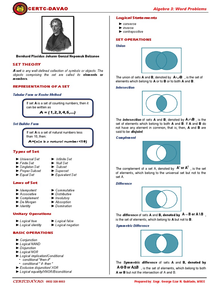 Algebra 4 - Discrete Mathematics | PDF | Set (Mathematics) | Mathematical Logic