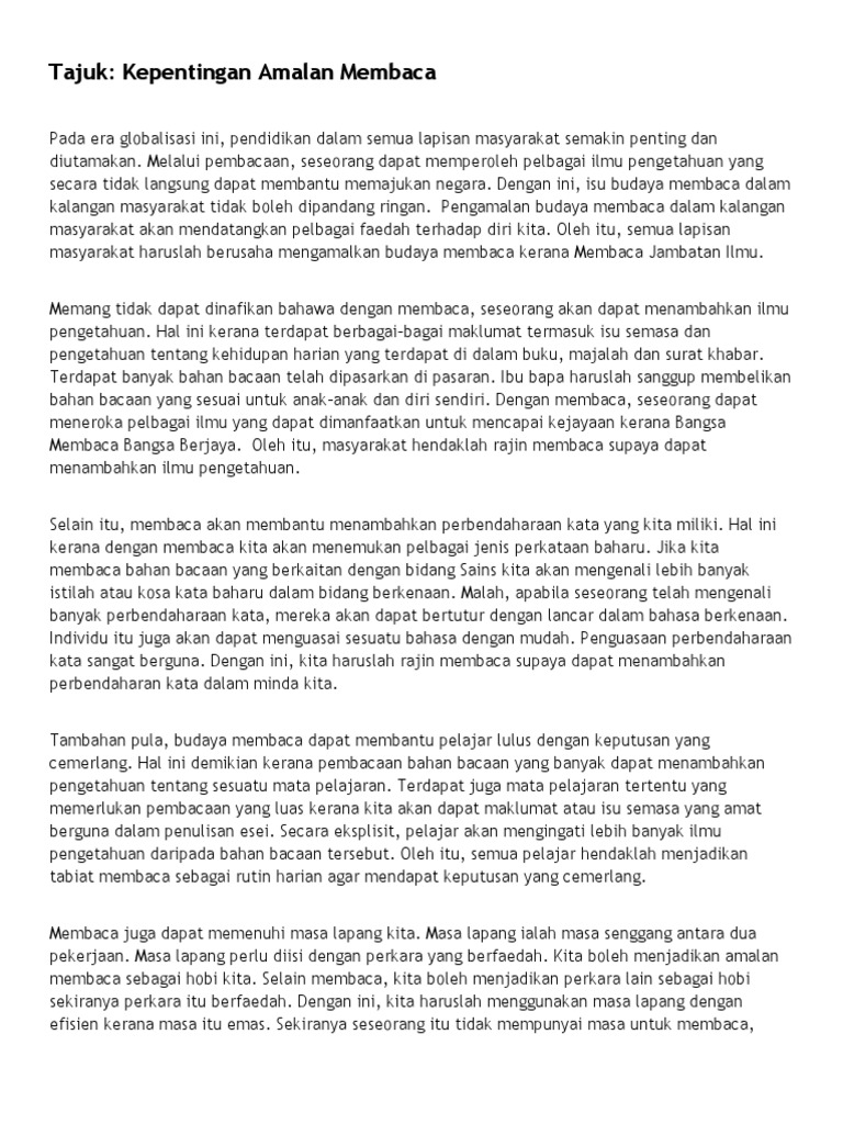 Kepentingan Amalan Membaca | PDF