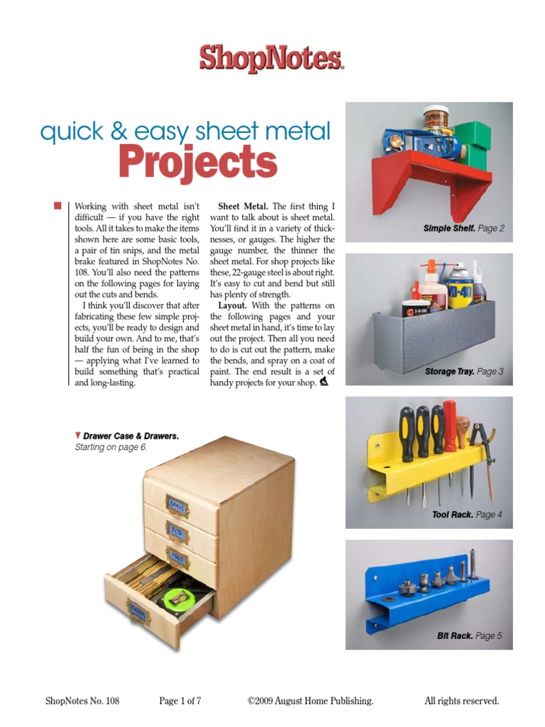 Projects: Quick & Easy Sheet Metal | PDF | Sheet Metal | Metalworking