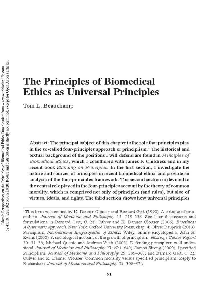 The Principles of Biomedical - Beauchamps | PDF | Autonomy | Bioethics