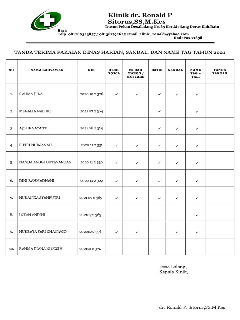 Tanda Terima Pakaian Dinas | PDF
