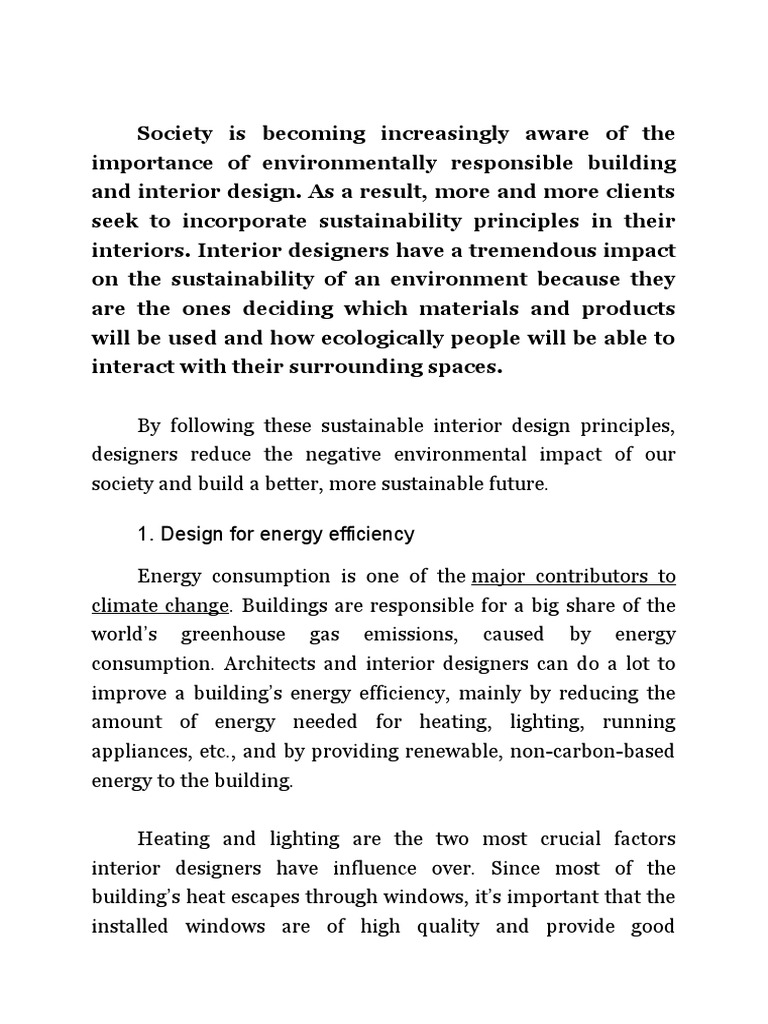 5 Principles of Sustainable Interior Design | PDF | Life Cycle ...