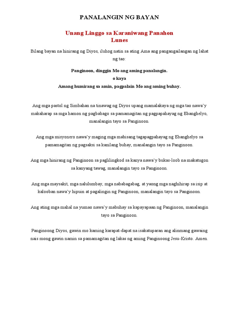 Karaniwang Panahon (Panalangin NG Bayan) | PDF