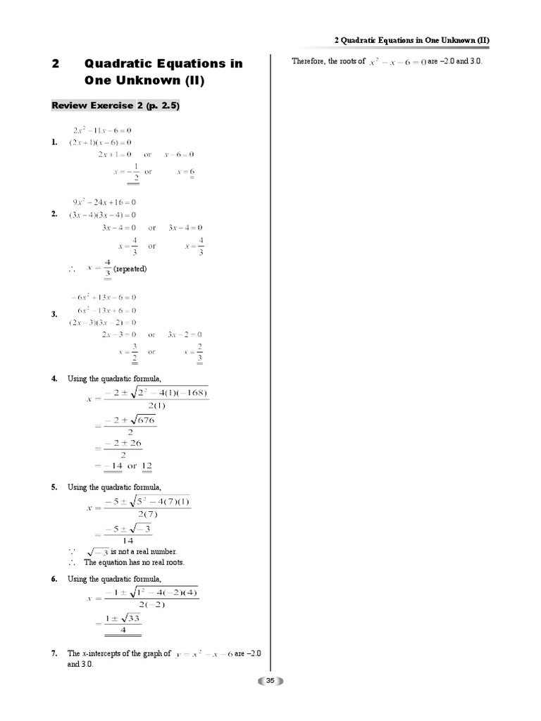 4A02 Exercise E | PDF | Quadratic Equation | Equations