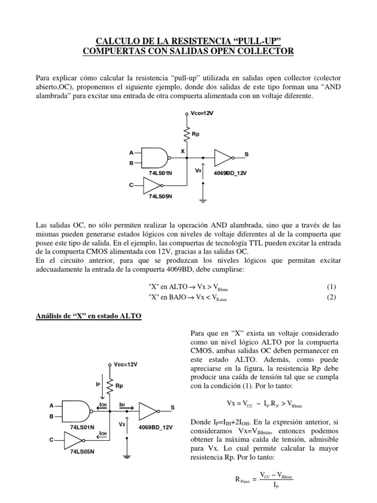 Cálculo de la resistencia pull-up para compuertas con salidas open ...