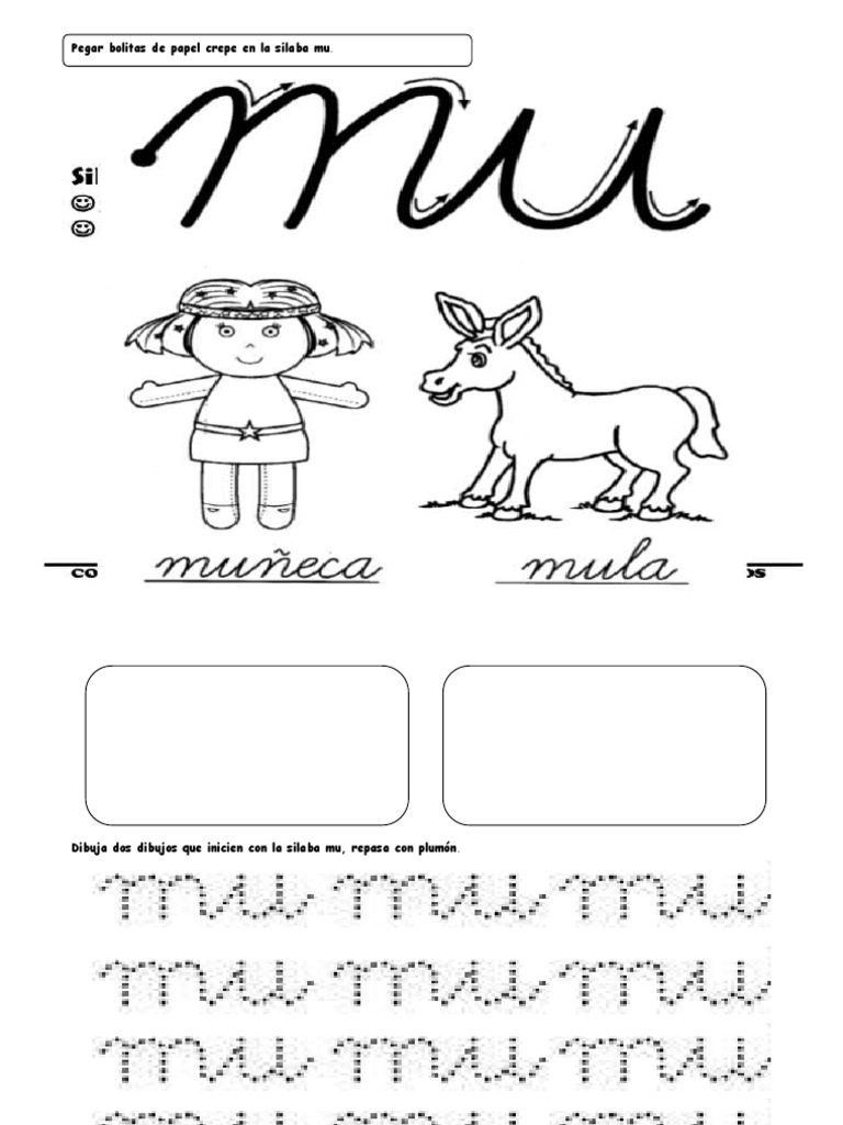 Dibuja Dos Dibujos Que Inicien Con La Silaba Mu | PDF