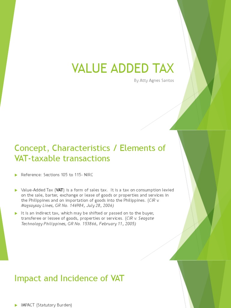 VALUE ADDED TAX - Part 1 | PDF | Value Added Tax | Taxes