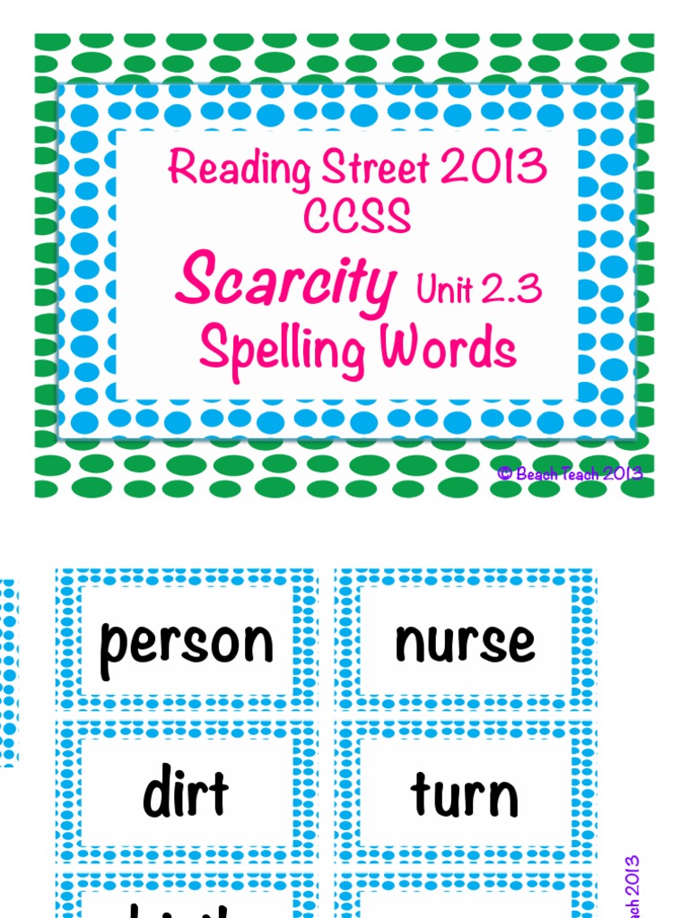 Reading Street 2013 CCSS: Scarcity | PDF