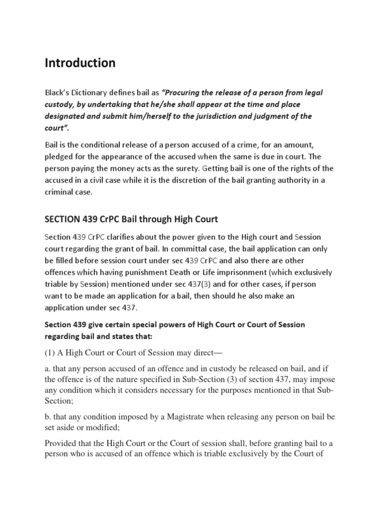 Sec 439 CRPC | PDF | Bail | Ethical Principles