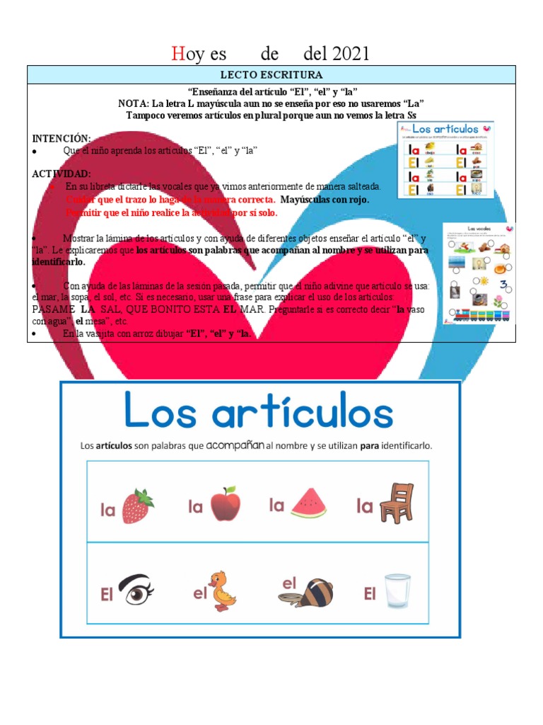 Repaso de los artículos, vocales y sonidos aprendidos | PDF ...