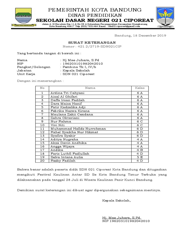Surat Tugas Siswa Mengikuti Lomba | PDF Surat Tugas Siswa Mengikuti Lomba | PDF