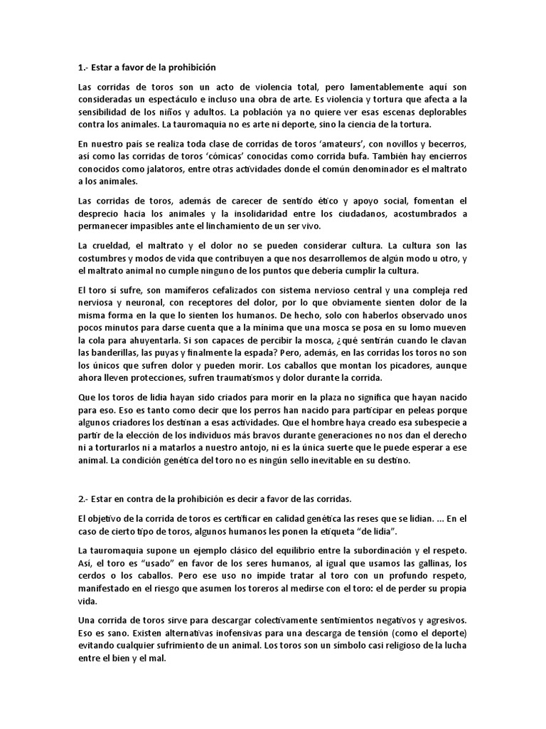 Debate sobre la Prohibición de Corridas | PDF | Toreo