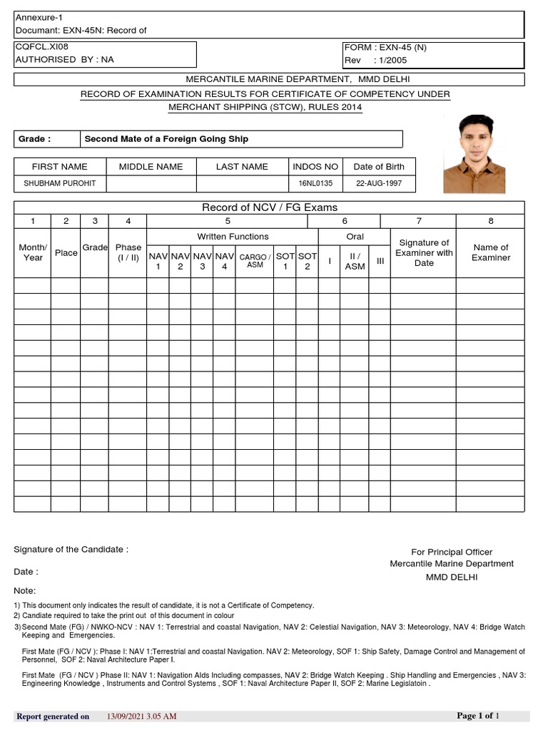 Record of Examination Results | PDF | Transport | Shipping