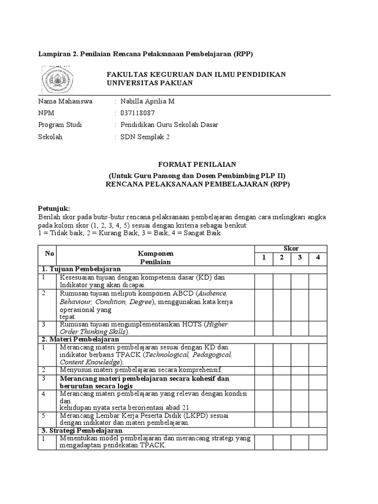 Format Penilaian RPP Dan PP-dikonversi | PDF Format Penilaian RPP Dan PP-dikonversi | PDF