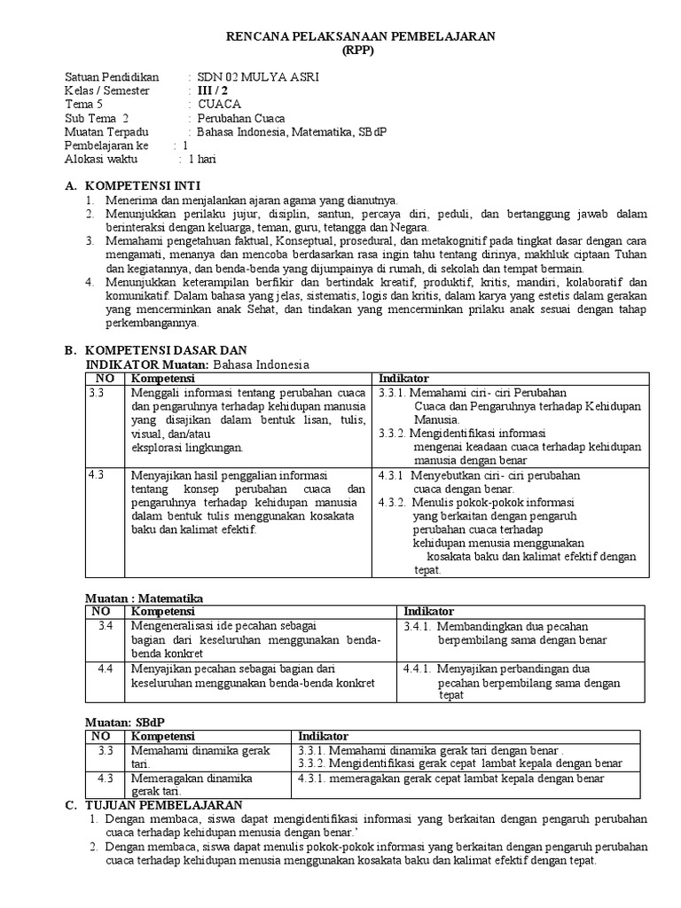 RPP KELAS 3 TEMA 5 SB 2 PB 1 - Converted - by - Abcdpdf | PDF