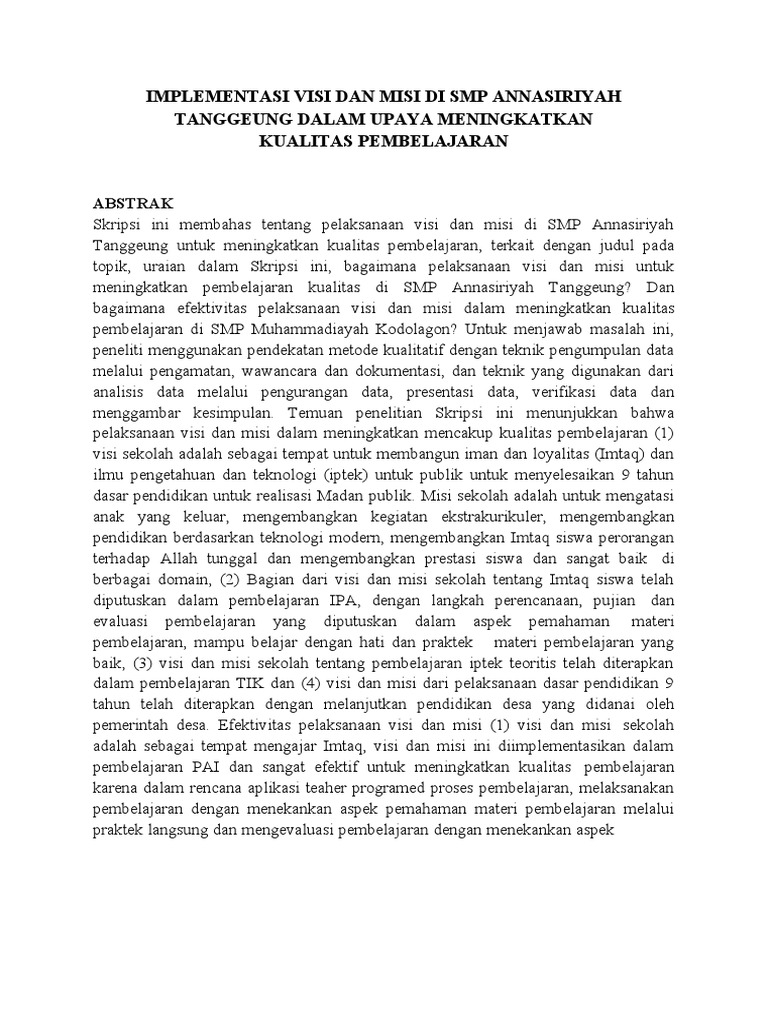 2 Laporan Kegiatan Yang Merupakan Implementasi Visi Misi | PDF