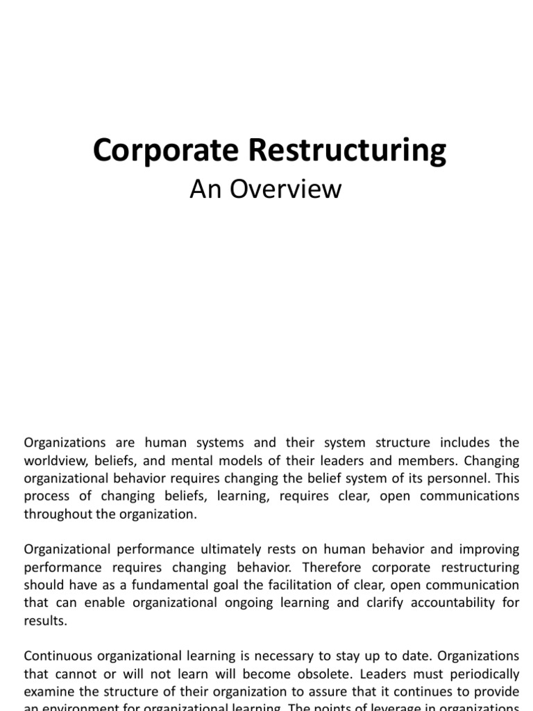 Corporate Restructuring Review – NQETJ