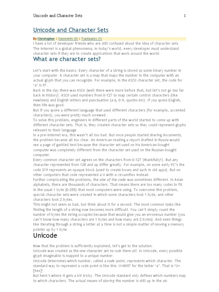 Unicode and Character Sets | Download Free PDF | Character Encoding | Code