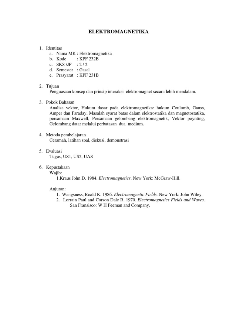 Dasar-Dasar Elektromagnetika | PDF