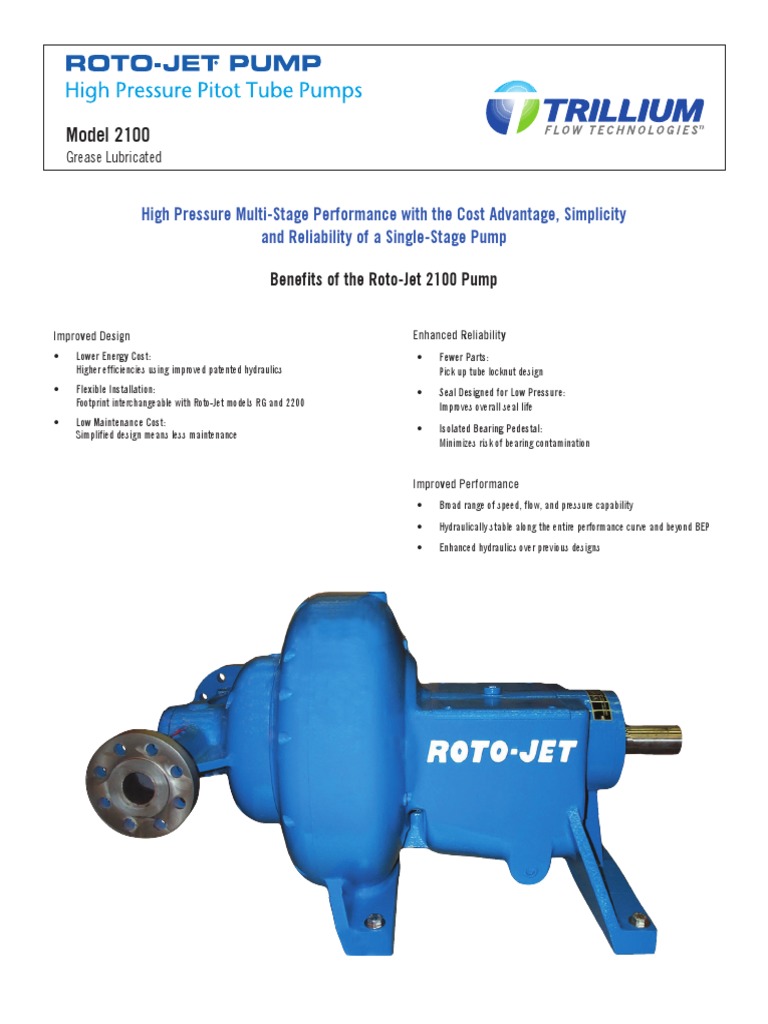 Roto Jet Model 2100 Spec Sheet | PDF | Machines | Pump