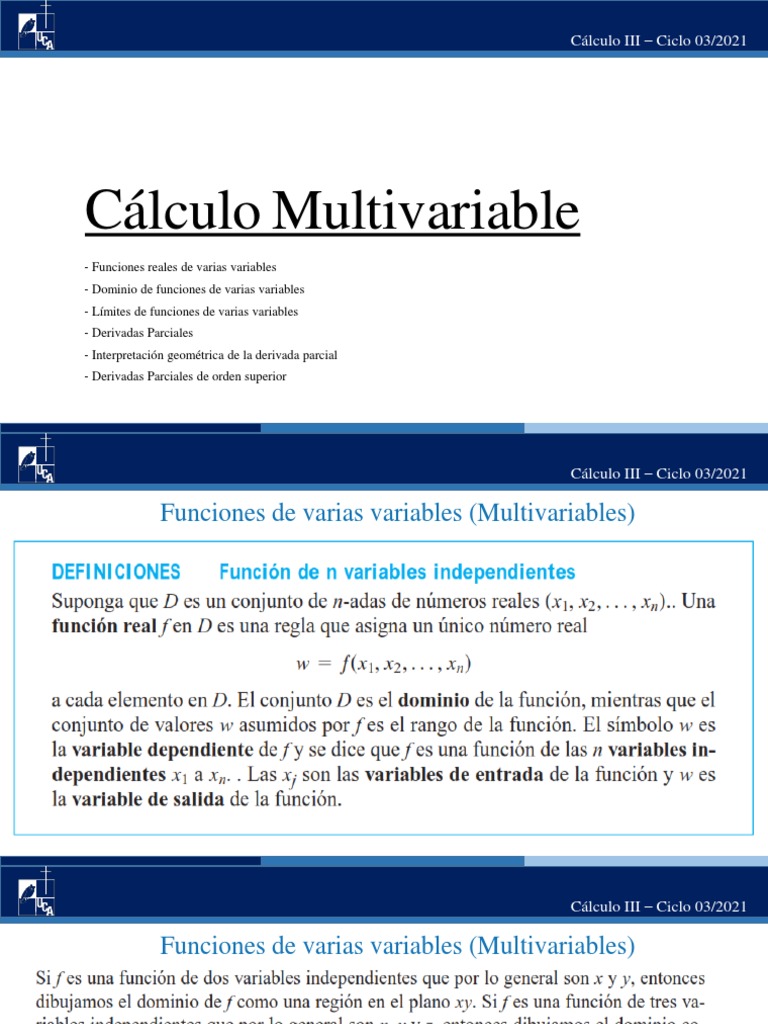Cálculo Multivariable (Parte I) | PDF | Función continua | Cálculo multivariable
