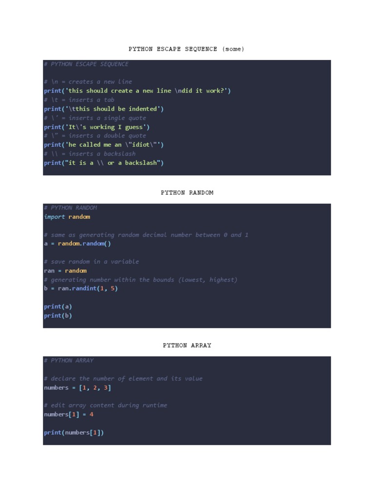 Python Cheat Sheet | PDF | Array Data Structure | Matrix (Mathematics)