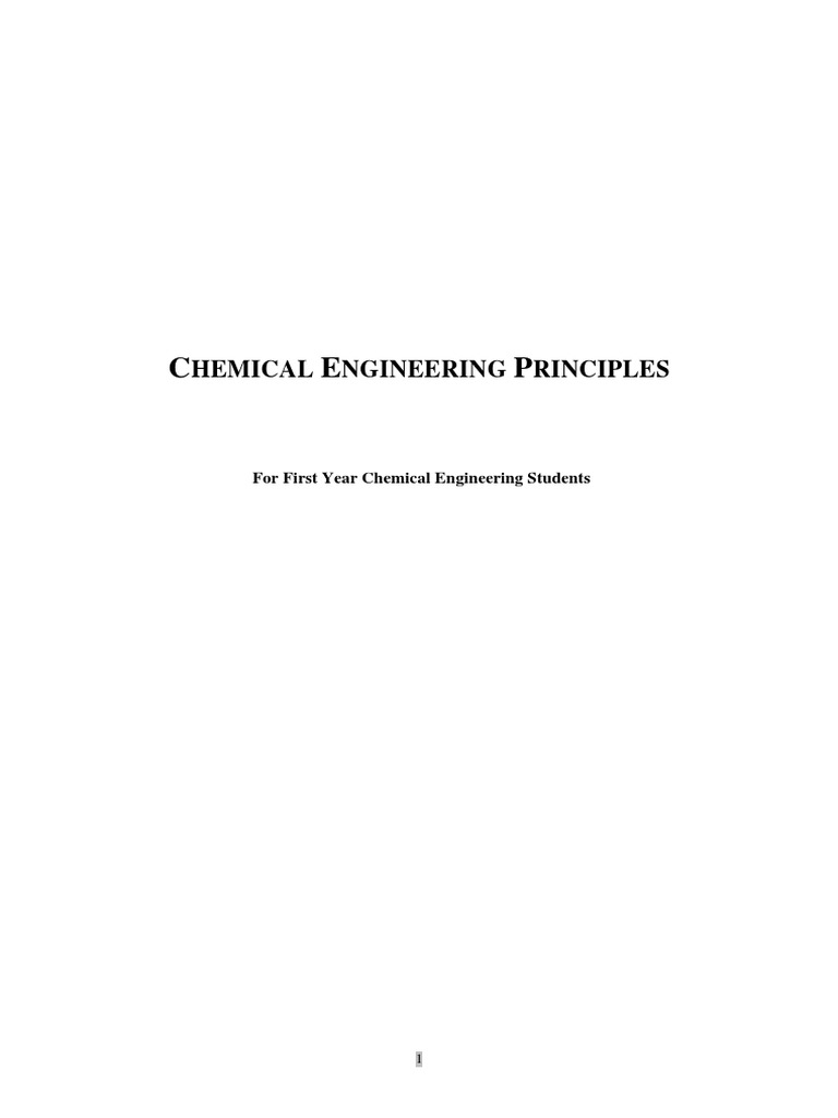 Introduction to Chemical Engineering Principles: A Textbook for First ...