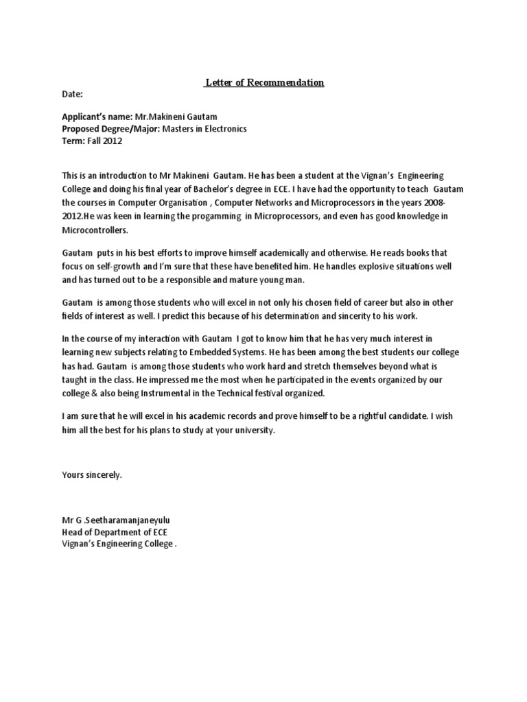 Letter of Recommendations-Final | PDF | Electronic Engineering ...