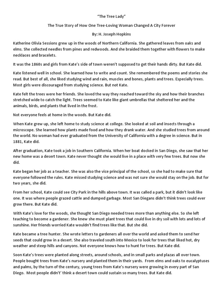 The Tree Lady Story Text | PDF | Trees