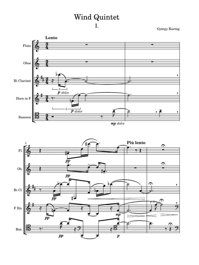 Wind Quintet | PDF | Elementary Organology | Classical Music Groups