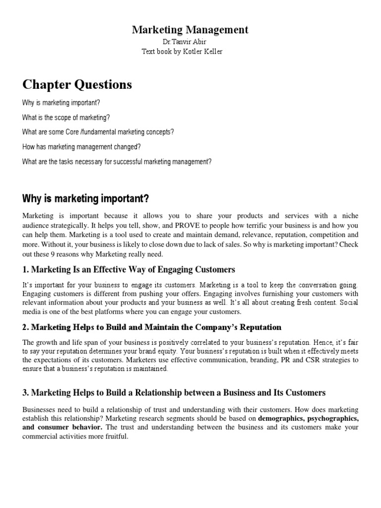 Marketing Management Chapter 2 PDF | PDF | Marketing | Brand