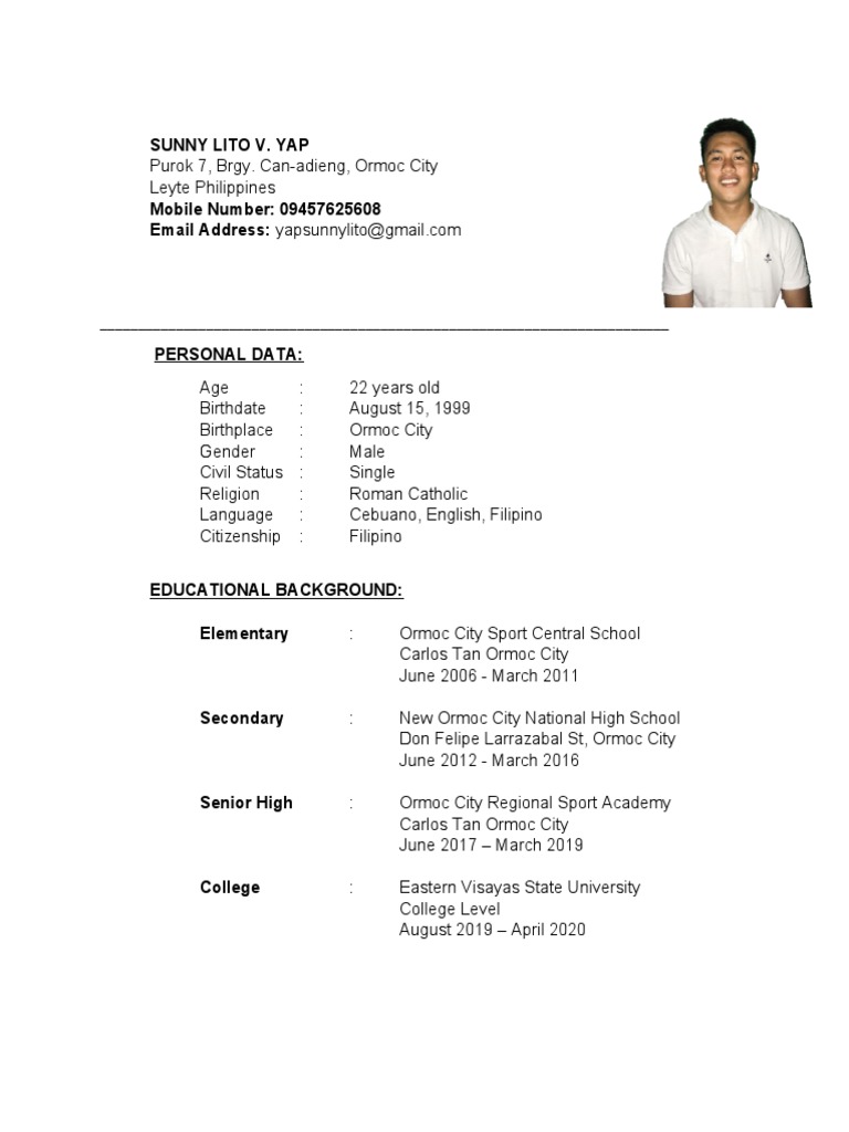 Sunny Lito V. Yap Mobile Number: 09457625608 | PDF
