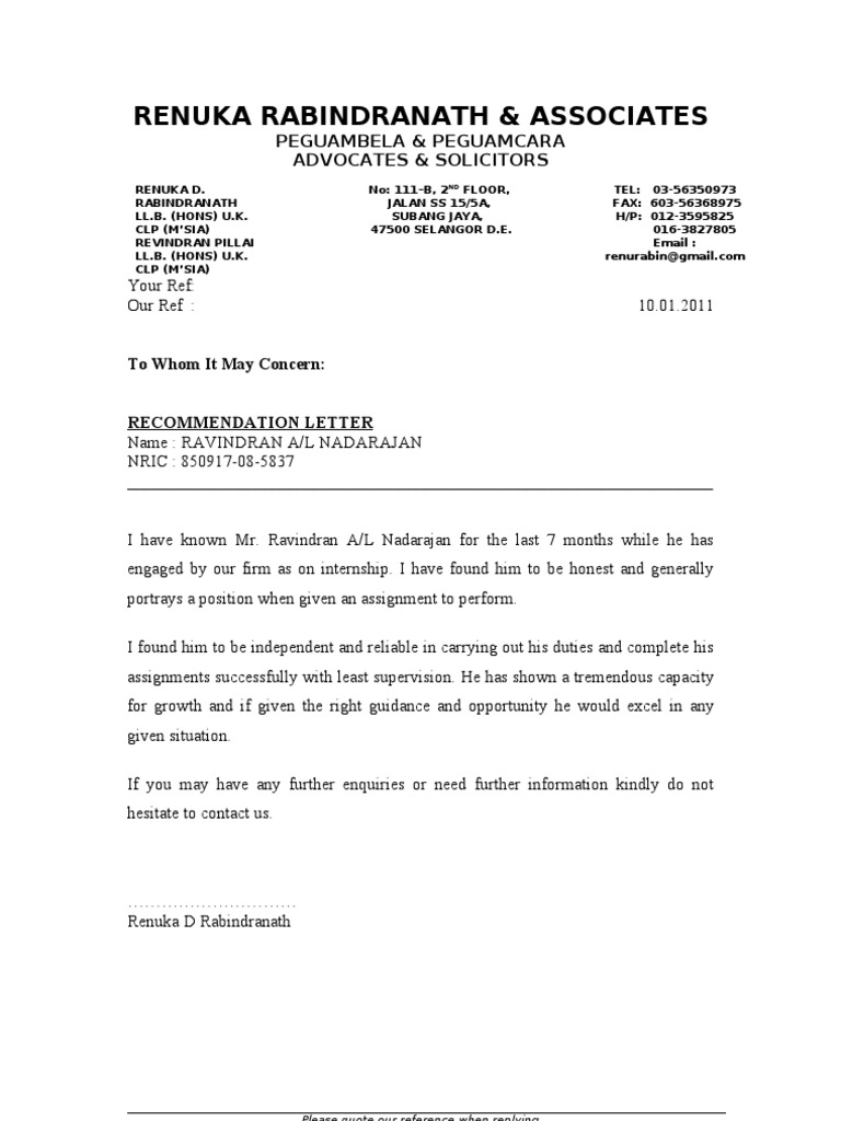 Law Firm Recommendation Letter | PDF