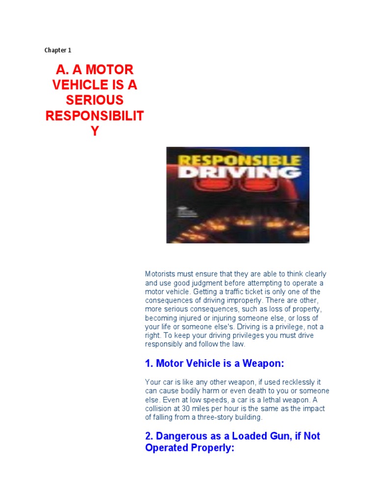 A. A Motor Vehicle Is A Serious Responsibilit Y | PDF | Anti Lock ...