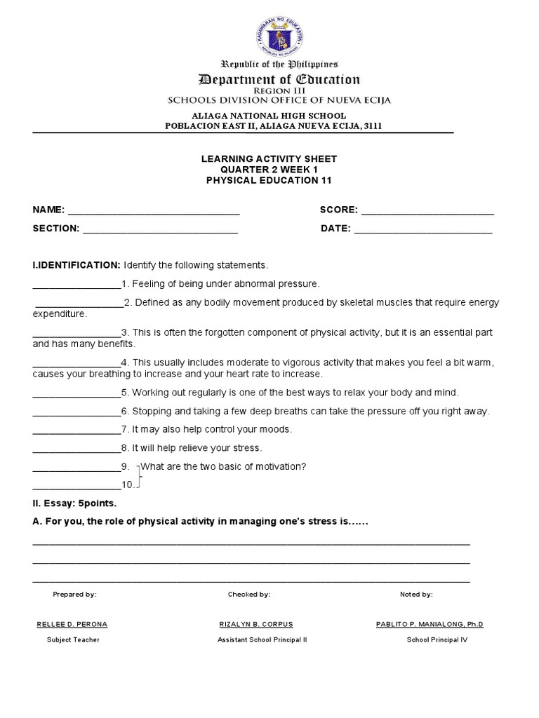 Learning Activity Sheet q2 1 3 | PDF | Track And Field | Flexibility ...