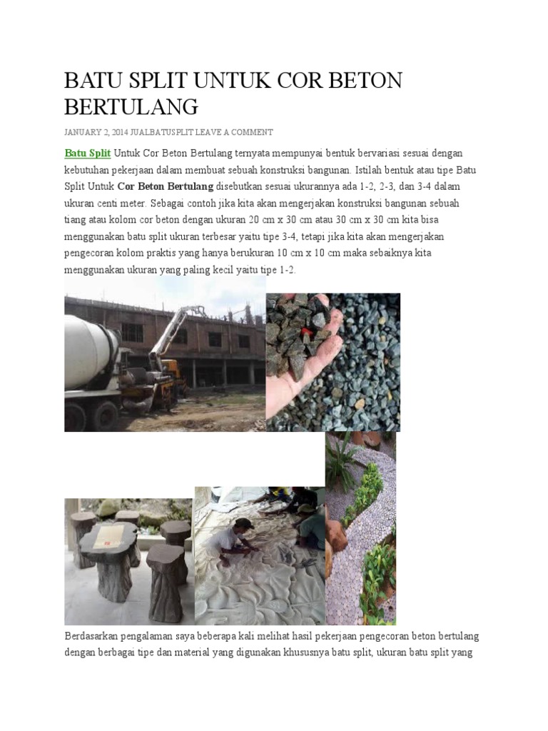 Batu Split Untuk Cor Beton Bertulang | PDF