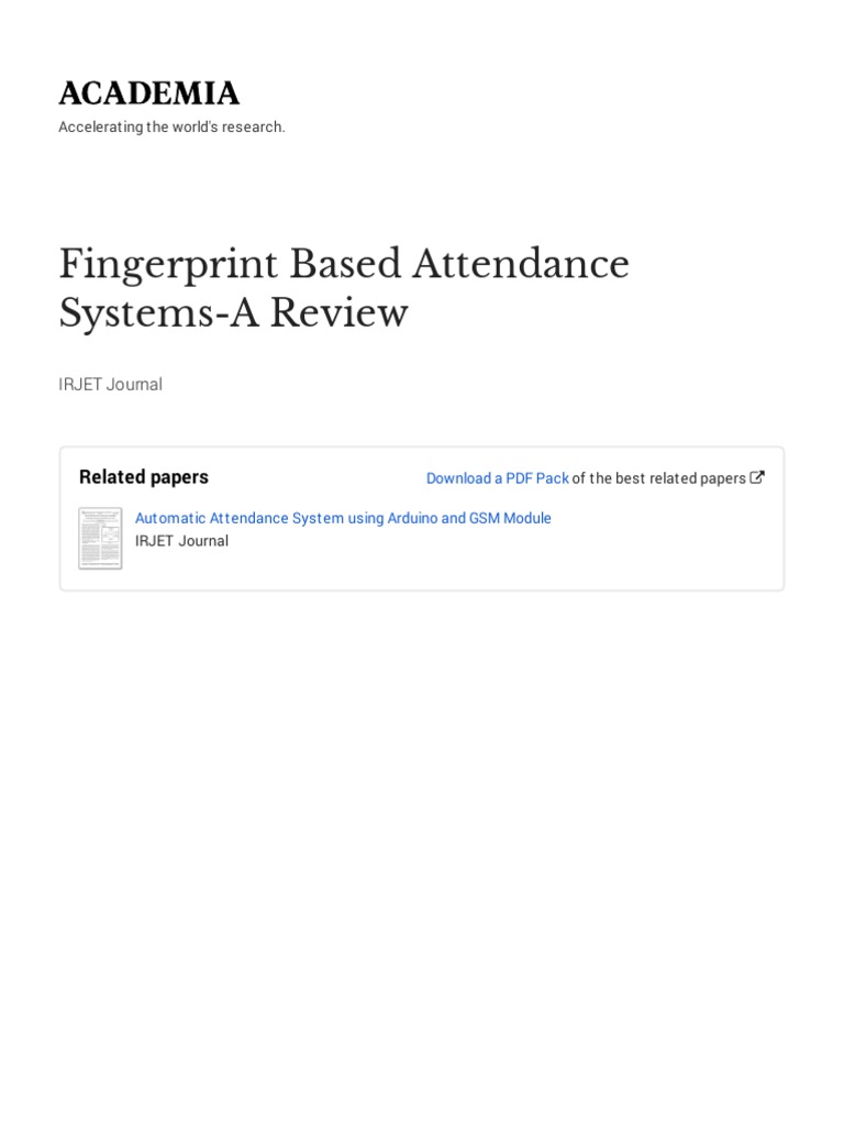 Fingerprint Based Attendance Systems-A Review: Related Papers | PDF ...